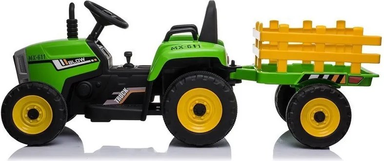 LEAN CARS Bateriový traktor s přívěsem XMX611 zelený