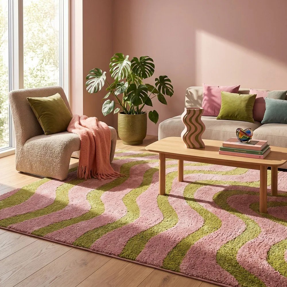 Zelený/růžový koberec 160x230 cm Aurora – ESTE