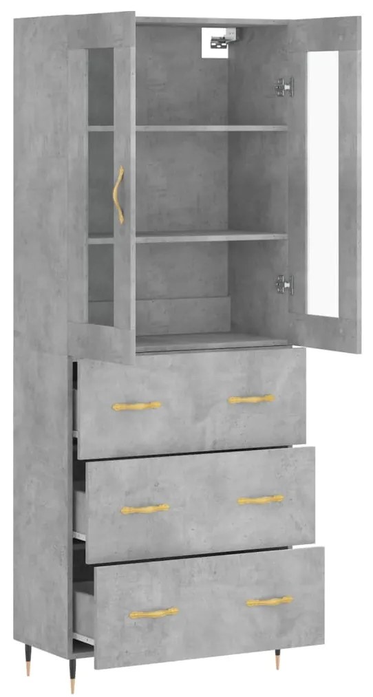 Skříň highboard betonově šedá 69,5x34x180 cm kompozitní dřevo - Default Title