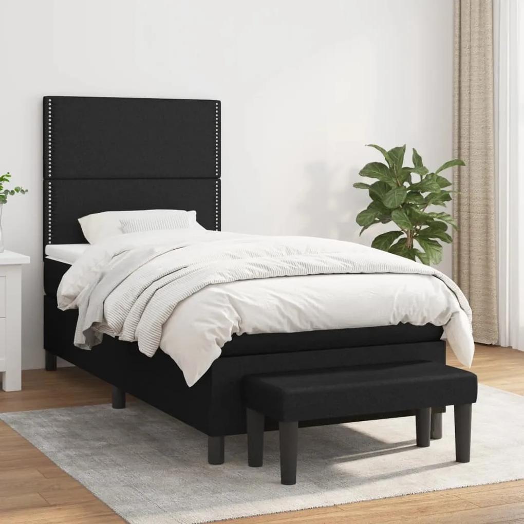 vidaXL Box spring postel s matrací 90x200 cm textil [3136490] Barva: Černá