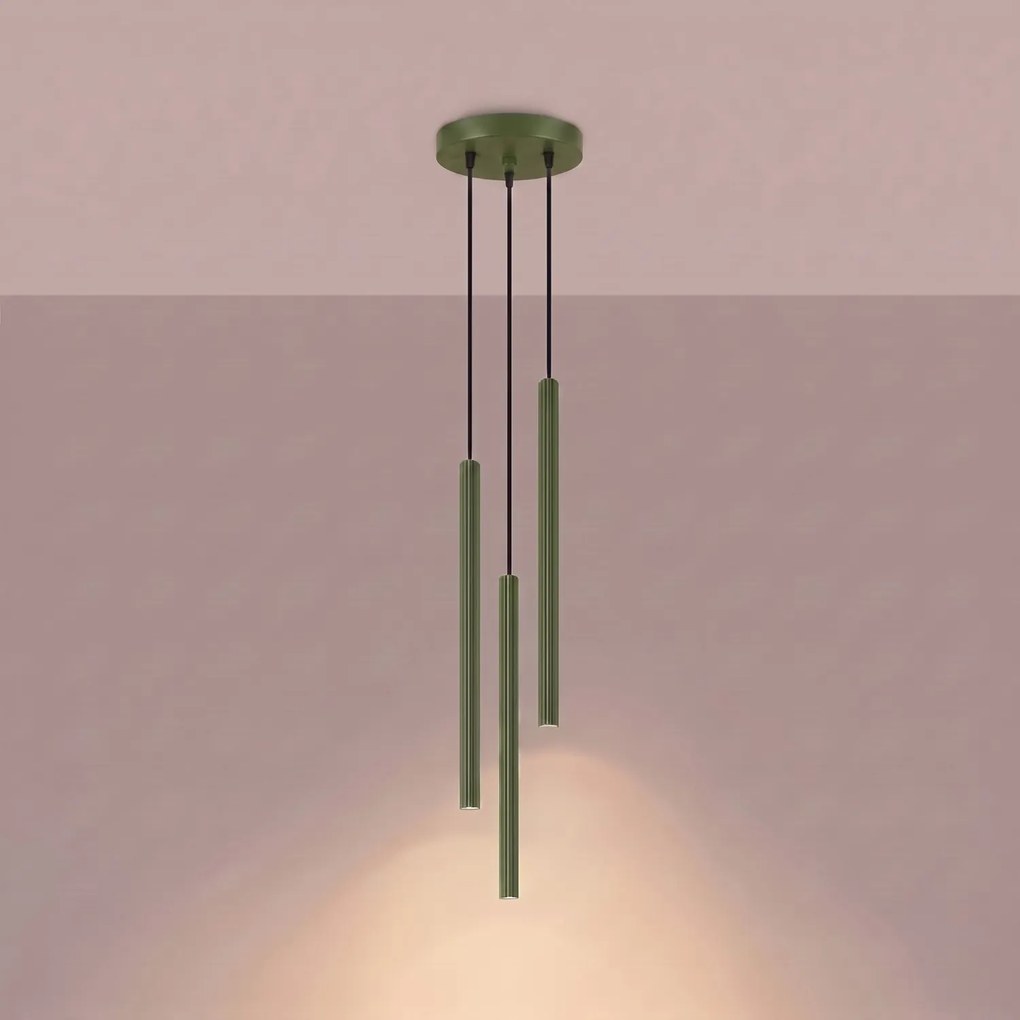 Sollux Lighting Závěsné svítidlo ARCHE 3P olivově zelené