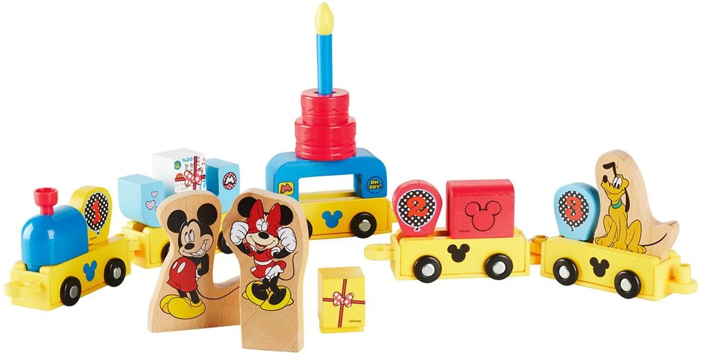 PLAYTIVE®JUNIOR Dřevěná hračka (narozeninový vláček Mickey Mouse), - 4032611261071