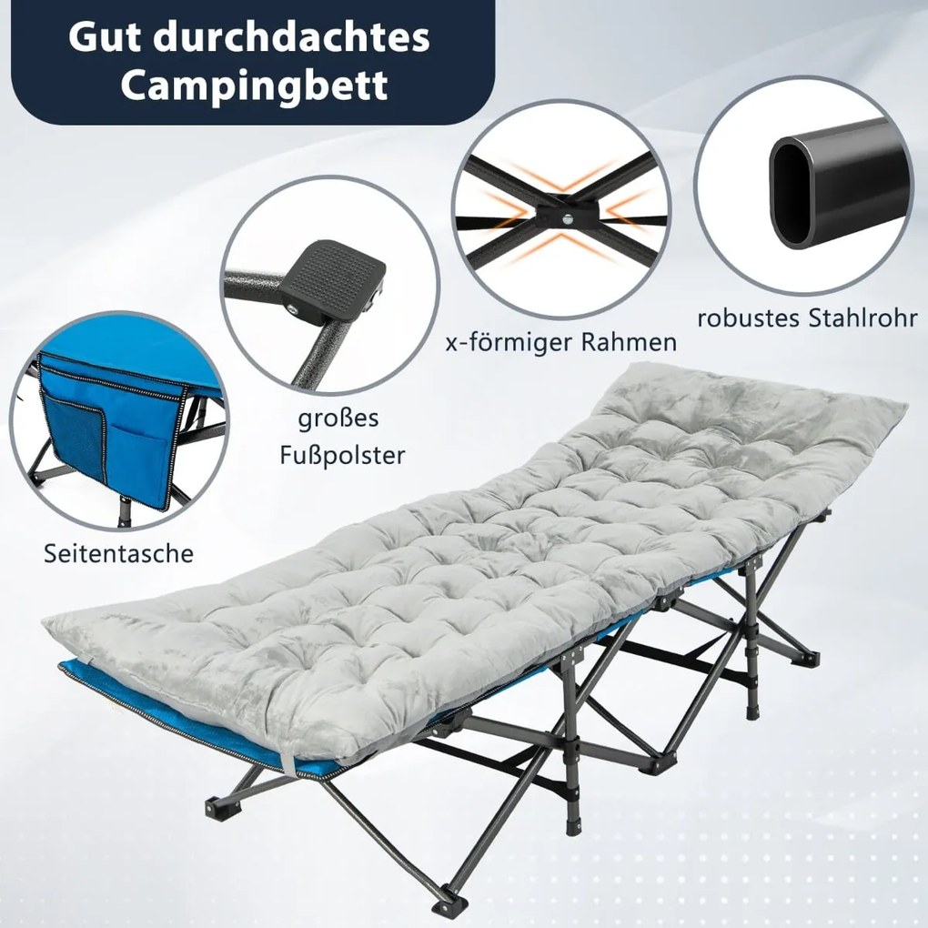 Costway Bavlněný polštář na táborák 7 cm silná matrace se 4 upevňovacími popruhy