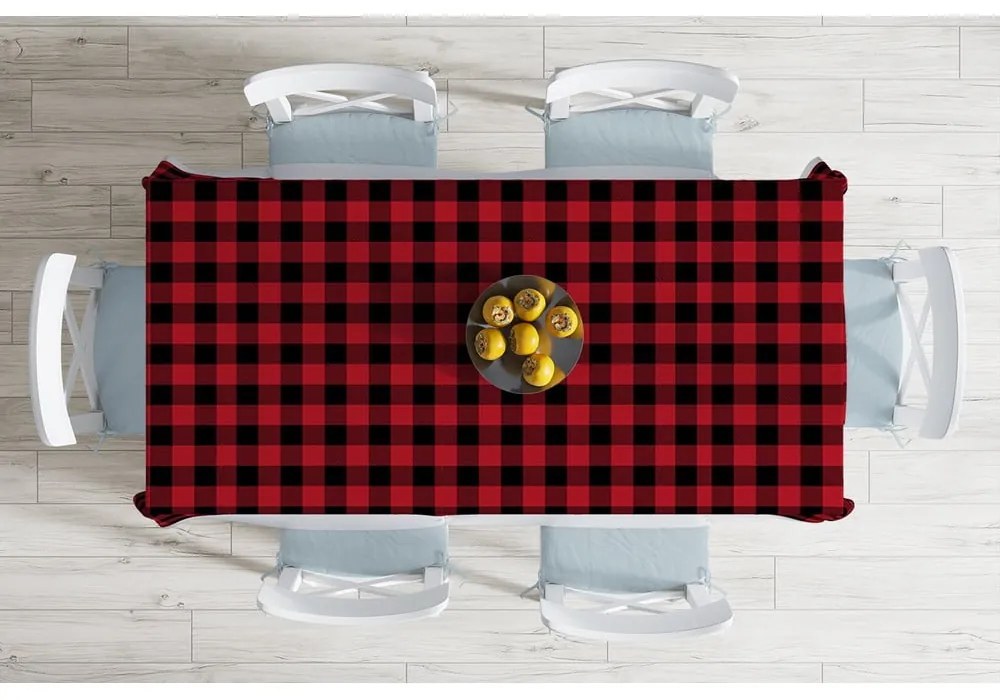 Ubrus s příměsí bavlny Minimalist Cushion Covers Tartan, 140 x 180 cm