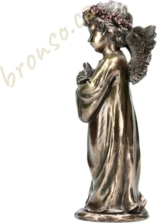 Andělská dívka s holubicí – bronzovaná figurka Veronese WU75411A4