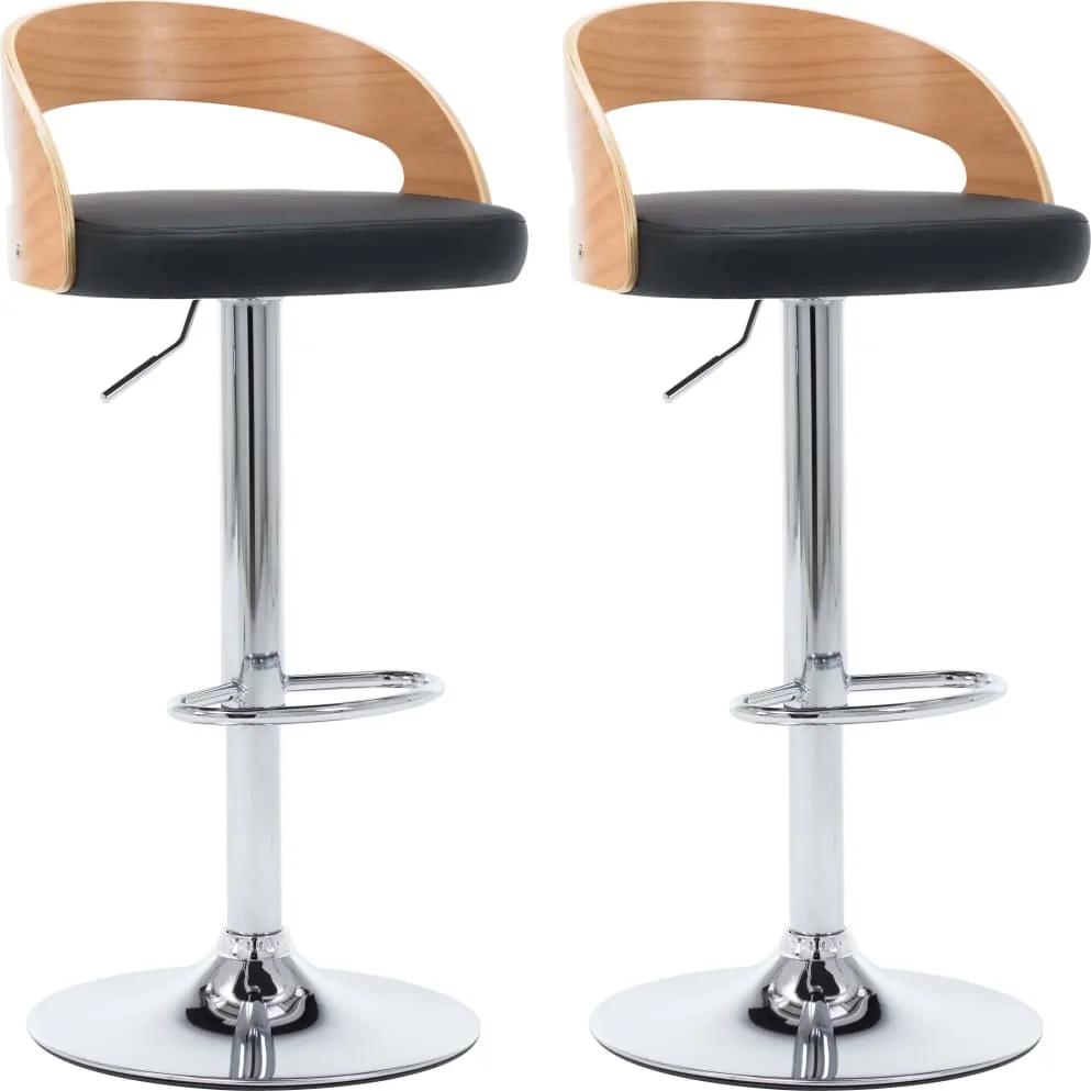 vidaXL Barové stoličky 2 ks ohýbané dřevo [283148] Barva: černá a tmavě hnědá