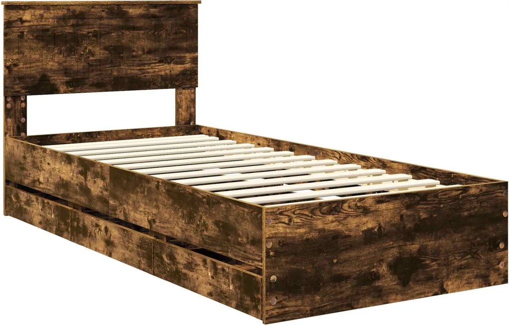 Rám postele s čelo Kouřový dub 90 x 200 cm Inženýrské dřevo 3410746