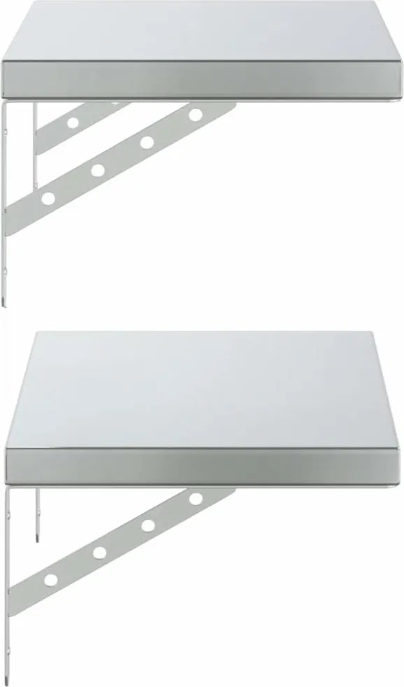 Nástěnné police 2 ks 50 x 30 cm stříbrné nerezová ocel 3214509
