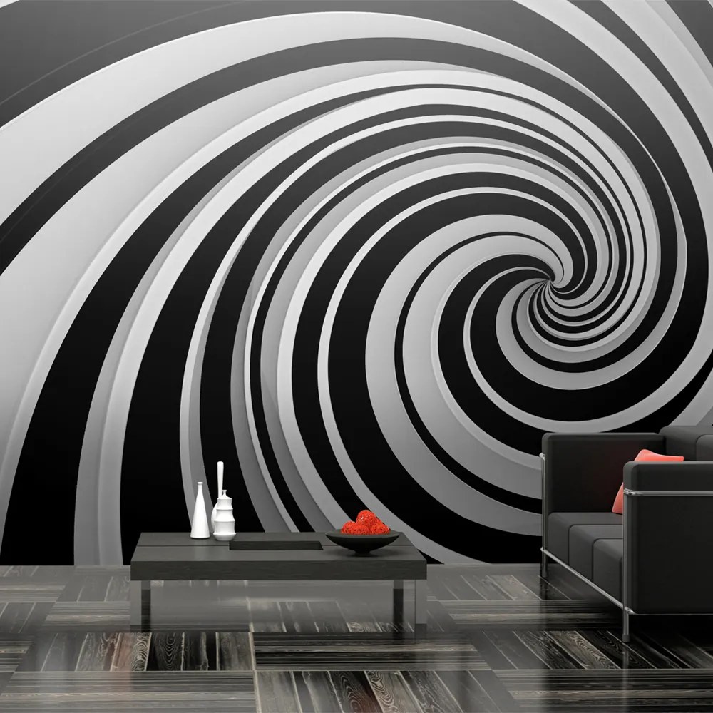 Fototapeta XXL Bimago - Black and white swirl + lepidlo zdarma 550x270 cm,