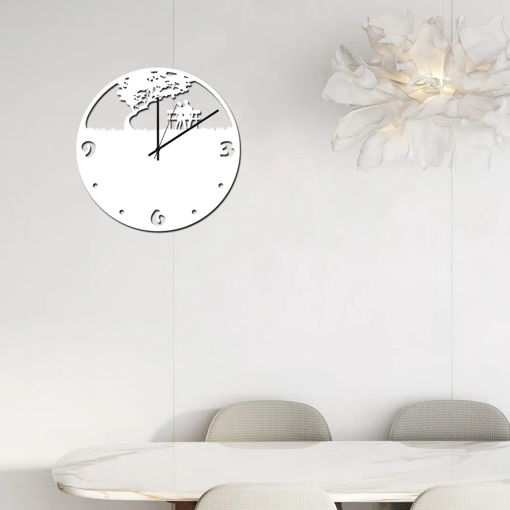 dřevo života Nástěnné hodiny SETKÁNÍ Barevný vzor: Bílá, Velikost hodin: 40x40