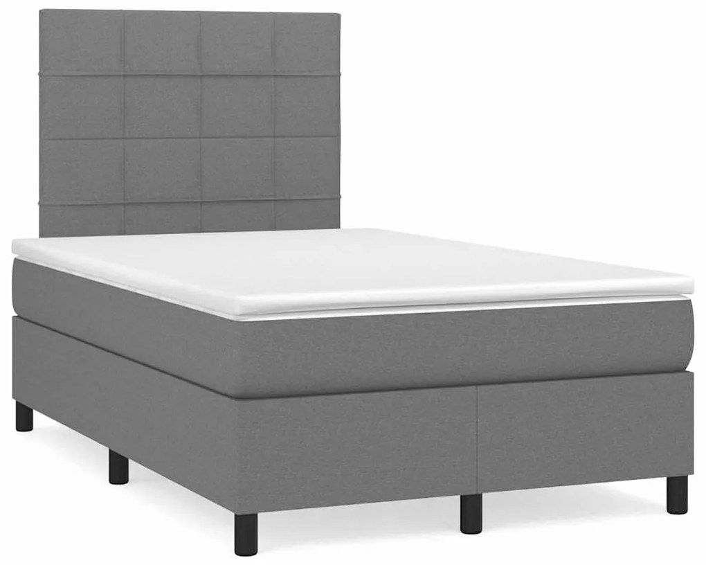 Box spring postel s matrací a LED tmavě šedá 120x190 cm textil 3270198