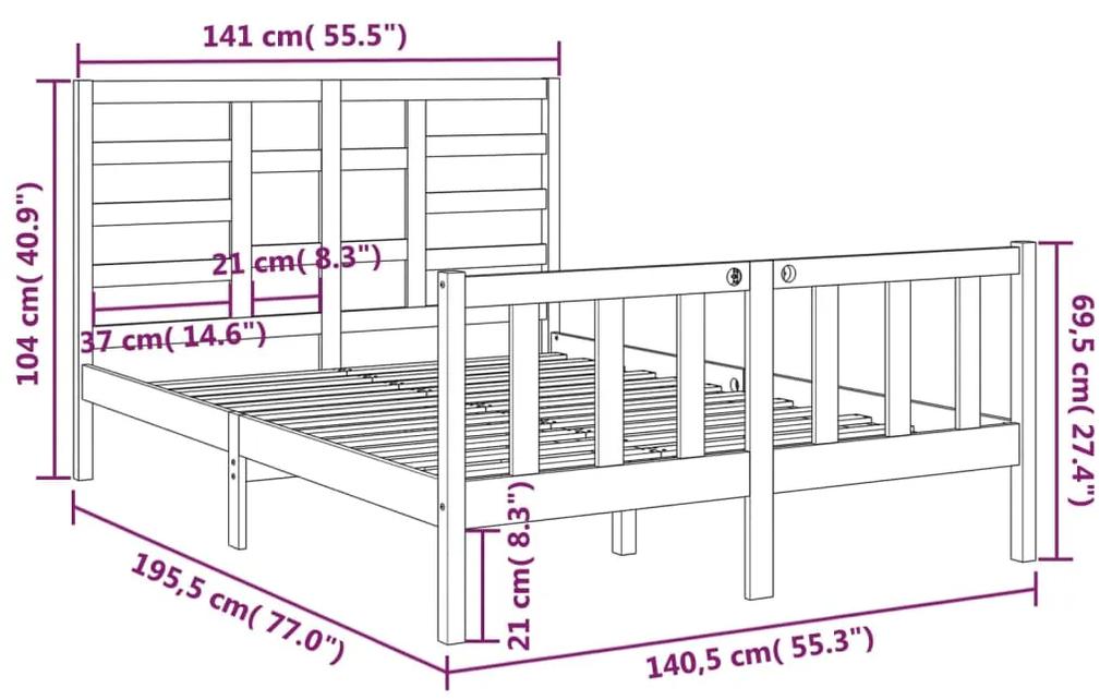 Rám postele bílý masivní dřevo 135 x 190 cm dvojlůžko,  3105901