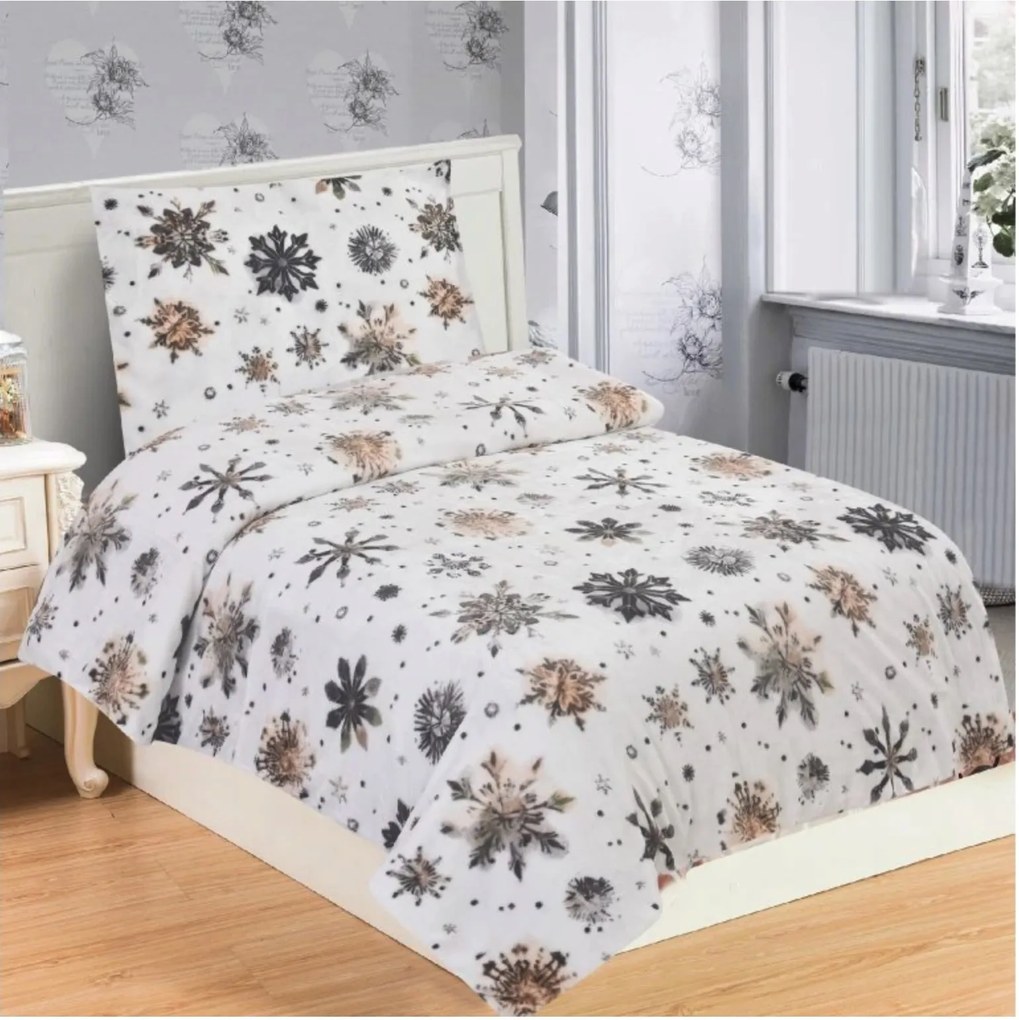 Mikroplyšové povlečení Premium 140x200+70x90 Vločky