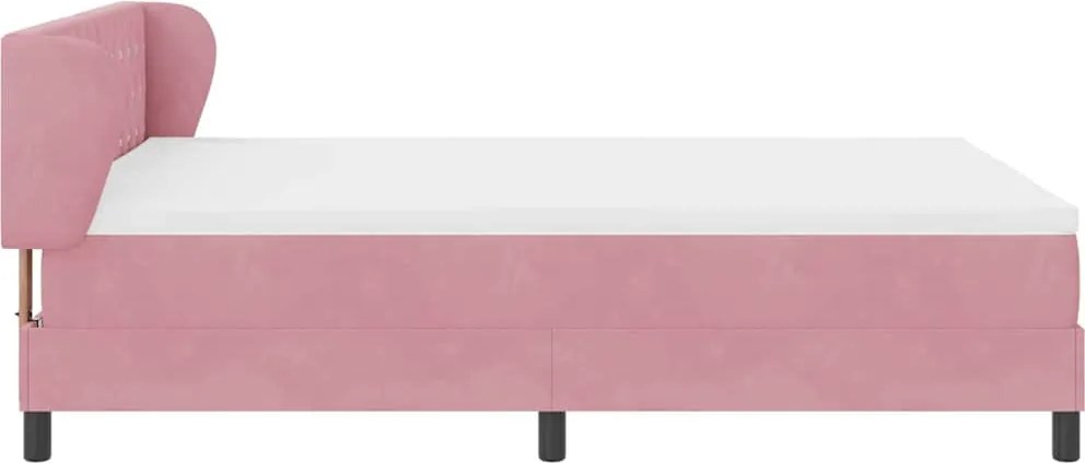 Postel s boxspringem s čelo Růžová 140 x 200 cm samet 3340339