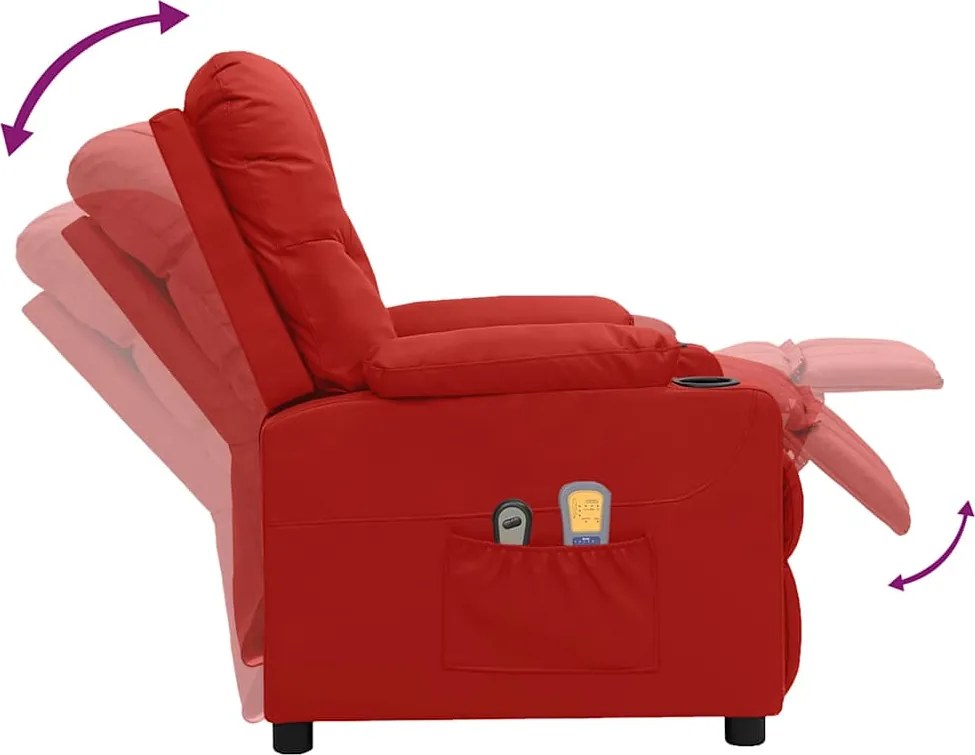 Elektrické masážní křeslo vínové umělá kůže 3098876