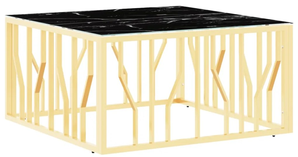 Konferenční stolek zlatý 80 x 80 x 40 cm nerezová ocel a sklo - Default Title
