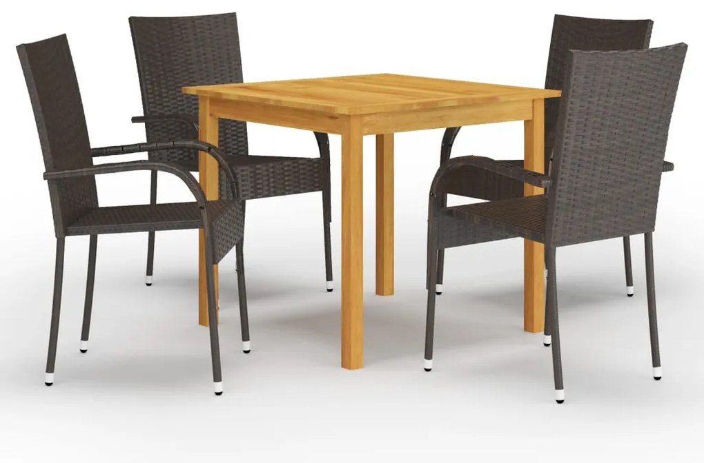 5dílný zahradní jídelní set hnědý 3067692