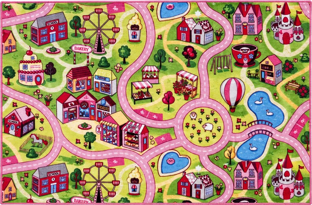Associated Weavers, Dětský kusový koberec silnice Sweet Town, 160x230, vícebarevná, dětský pokoj