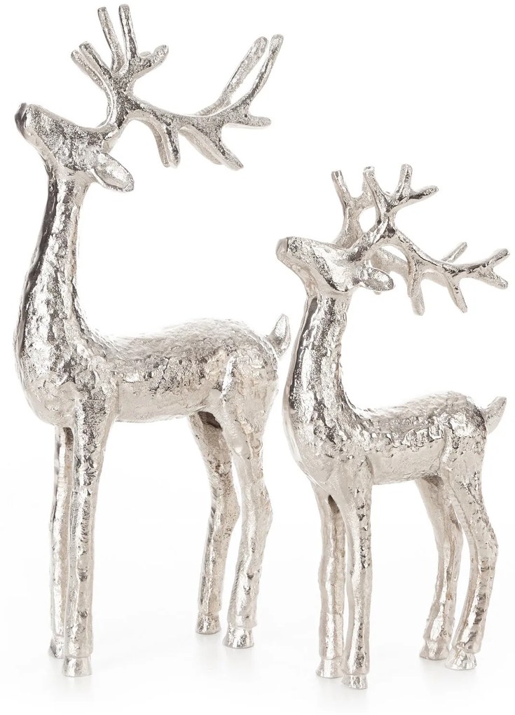 VÁNOČNÍ DEKORAČNÍ FIGURKA DEER 39CM STŘÍBRNÁ