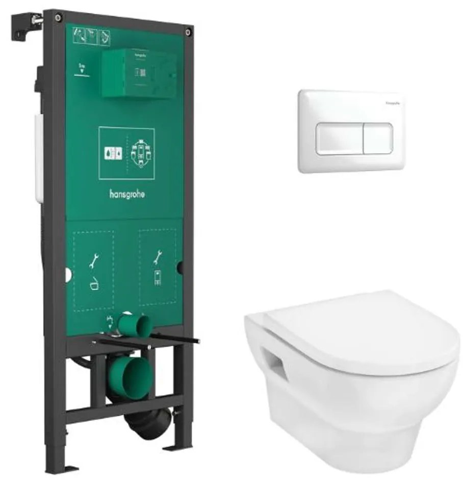 Hansgrohe GladeLake S - Set předstěnové instalace, klozetu GladeLake S a sedátka, tlačítko iFrame Original Q, bílá 60301450