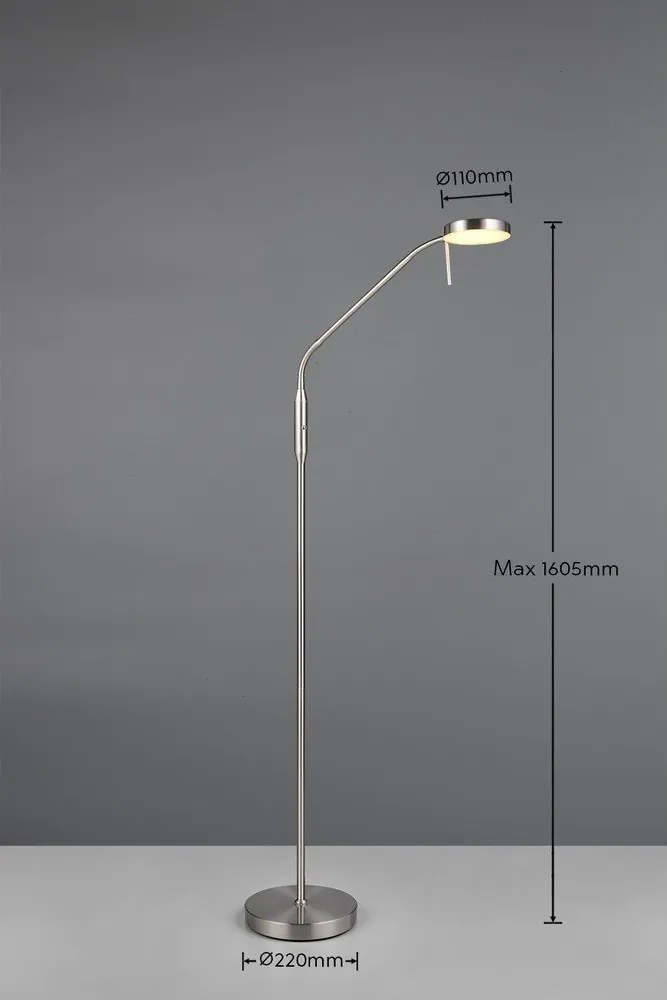 LED stojací lampa ve stříbrné barvě (výška 160 cm) Moreno – Reality