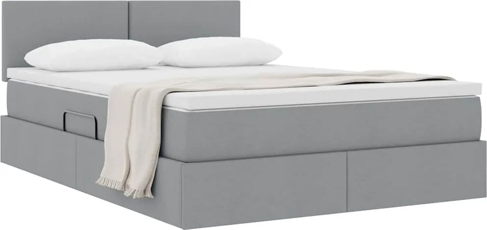 Postel s úložným prostorem a matrací Světle šedá 140 x 190 cm 3370443