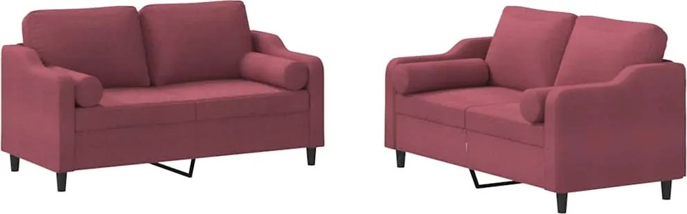2dílná sedací souprava s polštáři vínová textil 3201824