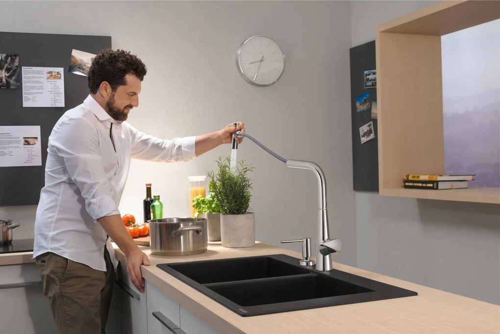Hansgrohe Talis Select M51, dřezová baterie M5117-H300 s výsuvnou sprškou, sBOX, chromová, 73867000