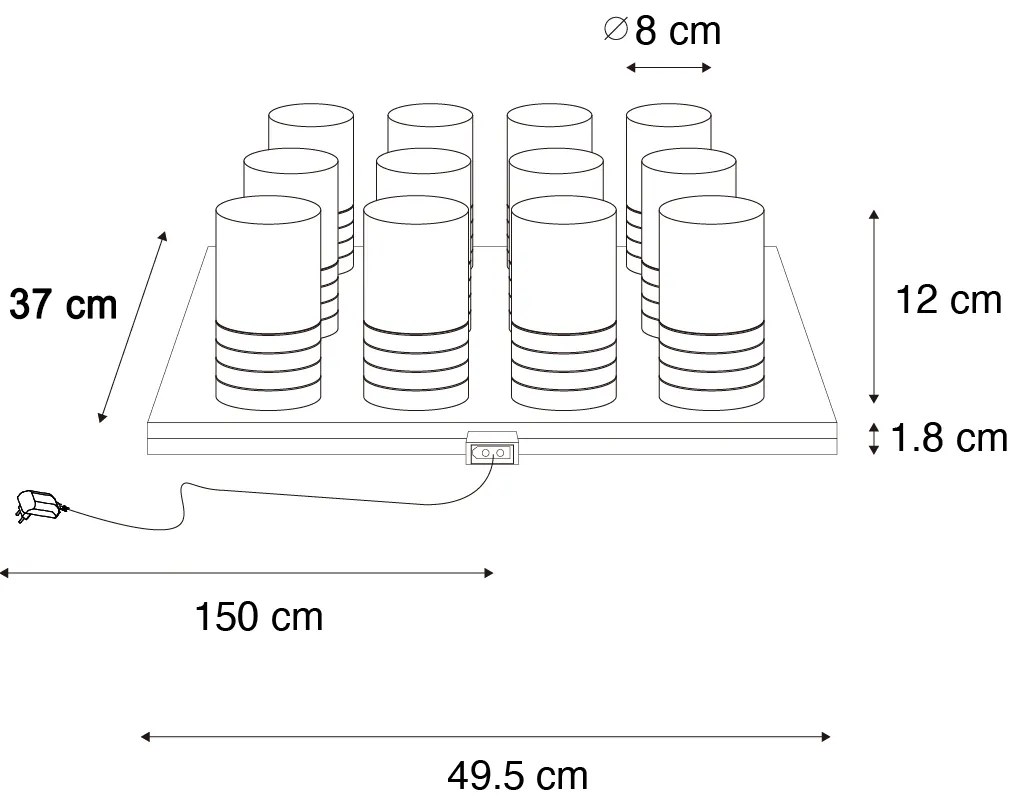 Sada 12 zlatých RGBW dobíjecích stolních lamp včetně nabíjecí stanice - Alessia