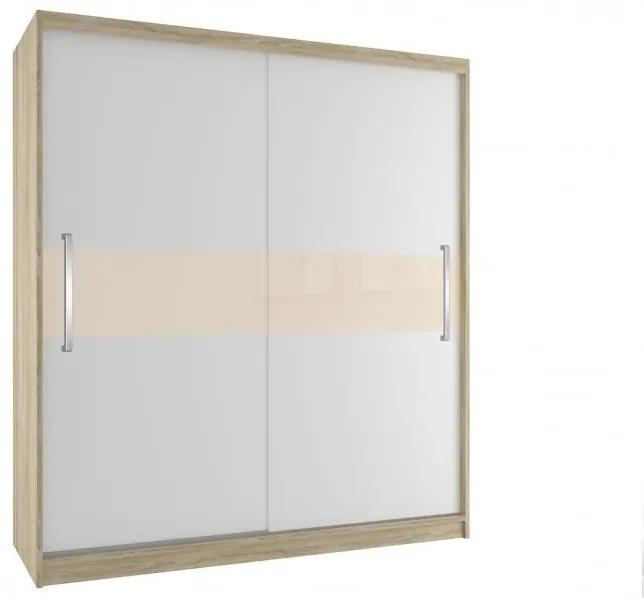 Moderní šatní skříň s posuvnými dveřmi v různých barevných variantách šířka 133 cm dub sonoma korpus 45