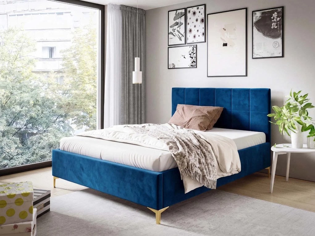 Eka Čalouněná postel SMART+ 90x200 cm Barva látky Trinity: Žlutá (Trinity 2318), Úložný prostor: Bez úložného prostoru