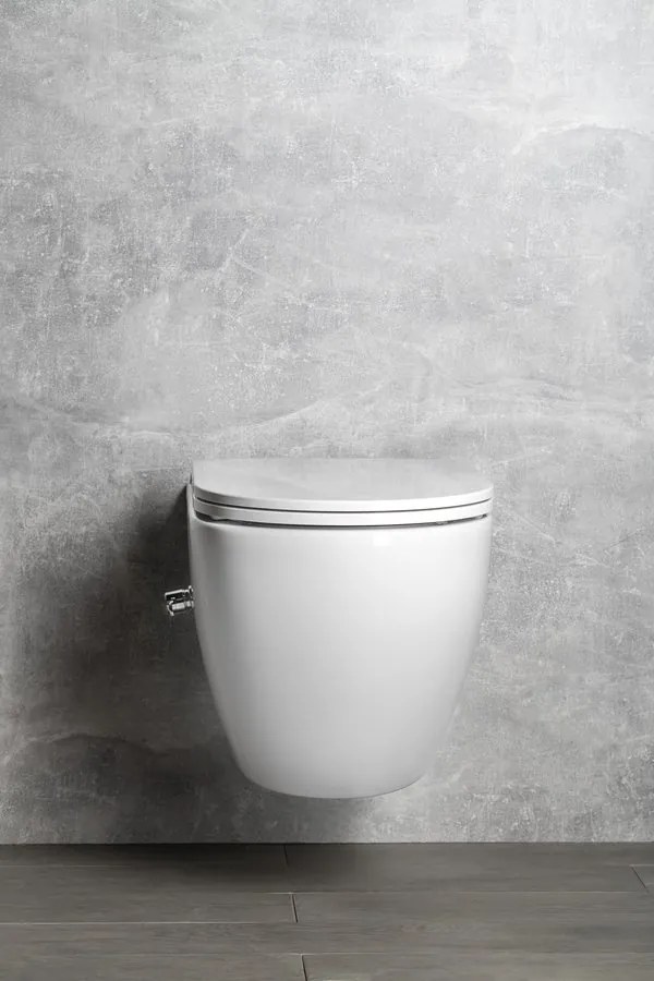 Isvea Infinity závěsná WC mísa 36,5 x 53 cm Rimless integrovaný ventil a bidet. sprška bílá 10NFS1001I