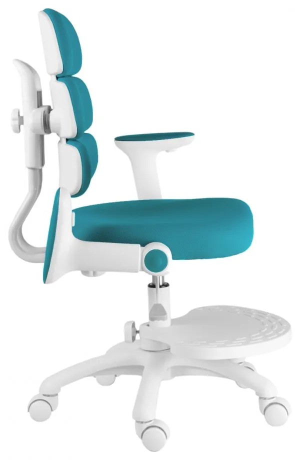 Dětská rostoucí židle Neoseat KIDDY THREE — látka, pratelný potah, tyrkysová (rozbaleno)