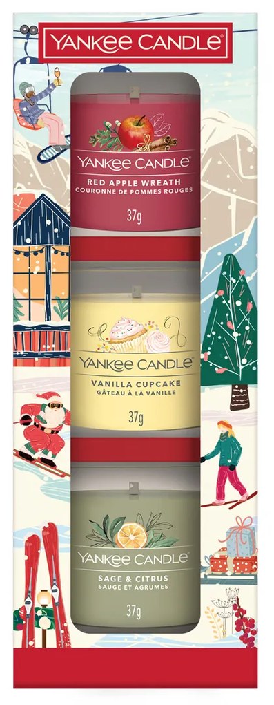 Yankee Candle Dárková sada 3 skleněných votivních svíček Holiday Party 2025