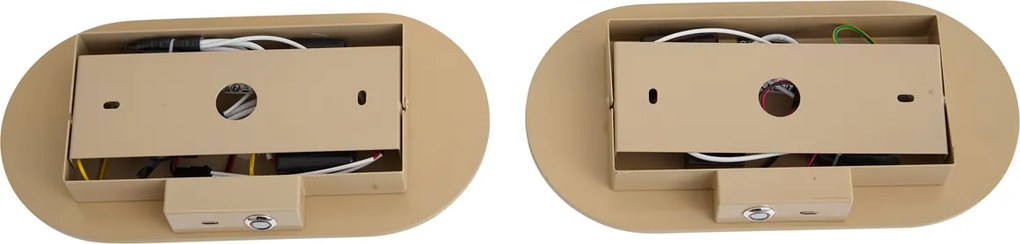 Sada 2 retro nástěnných svítidel taupe vč. LED 3-stupňově stmívatelné a USB-C - Lila