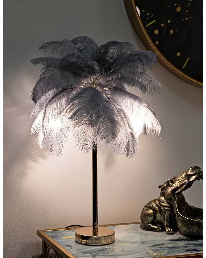 Stolní lampa v šedo-zlaté barvě (výška 55 cm) Palm – Mauro Ferretti