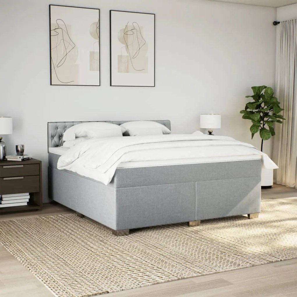 Box spring postel s matrací světle šedá 180 x 200 cm textil 3288274