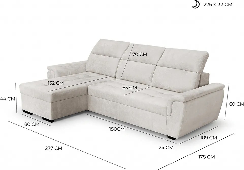 Sedací souprava ELIOT NEW | 178x277 cm | rozkládací s úložným prostorem | VÝBĚR TKANIN