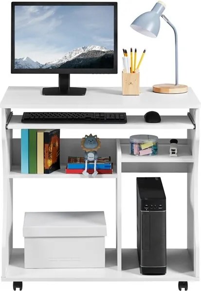 Psací stůl Yaheetech – bílá, 80 cm (délka) × 48 cm (šířka) × 76 cm (výška) (264773174225)
