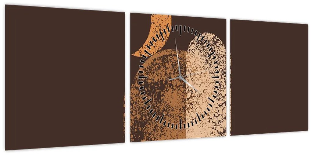 Obraz - Oranžové oblouky N⁰2 (s hodinami) (90x30 cm)