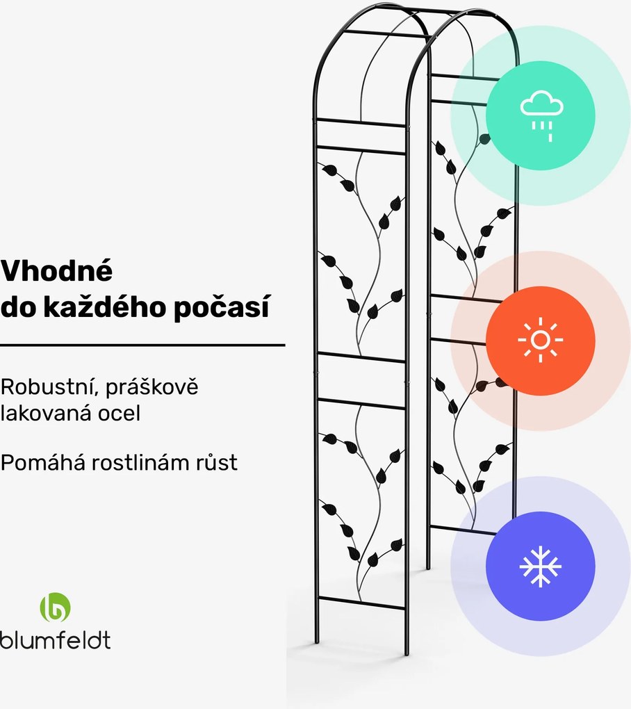 Blumfeldt FloraBelle Curve oblouk, ozdobné vzory listů, odolný vůči povětrnostním vlivům, podpora popínavých rostlin