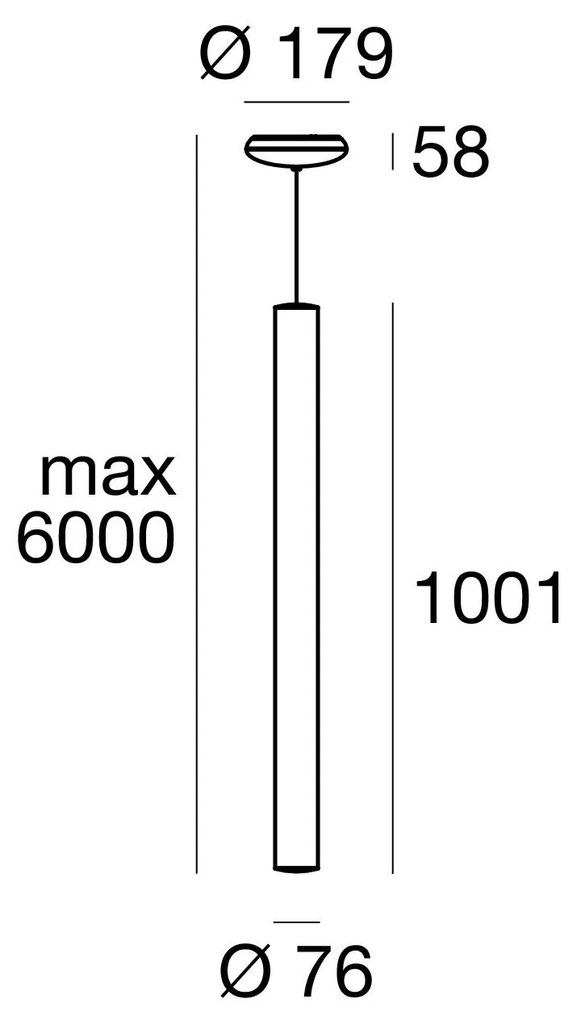 Linea Light 8843 Tu-V_1, závěsné svítidlo, 36W 3000K DALI, prům. 7,6cm, délka 100,1cm