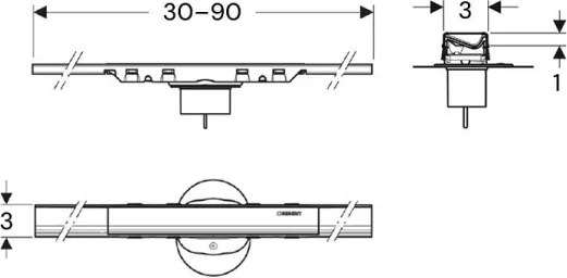 Geberit 154.446.QC.2 - Odtokový žlab CleanLine 90x3 cm antracit
