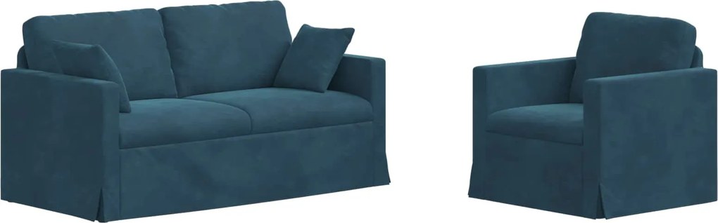 Set pohovek 2 ks Modrá samet 3407559