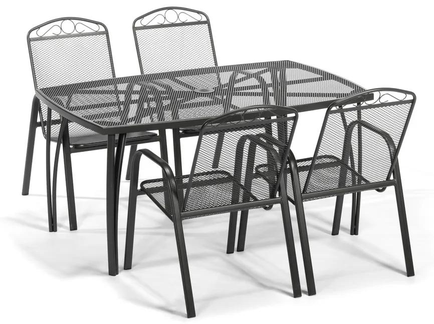 IWHome Jídelní set stůl ZWMT 24 tmavě šedá + 4x křeslo ZWMC-31 tmavě šedá