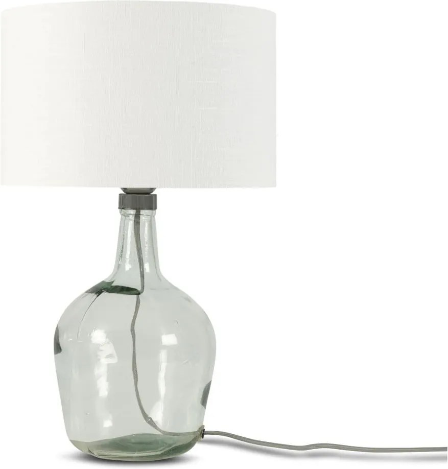 Stolní lampa s bílým stínidlem a konstrukcí z recyklovaného skla Good&Mojo Murano, ⌀ 30 cm