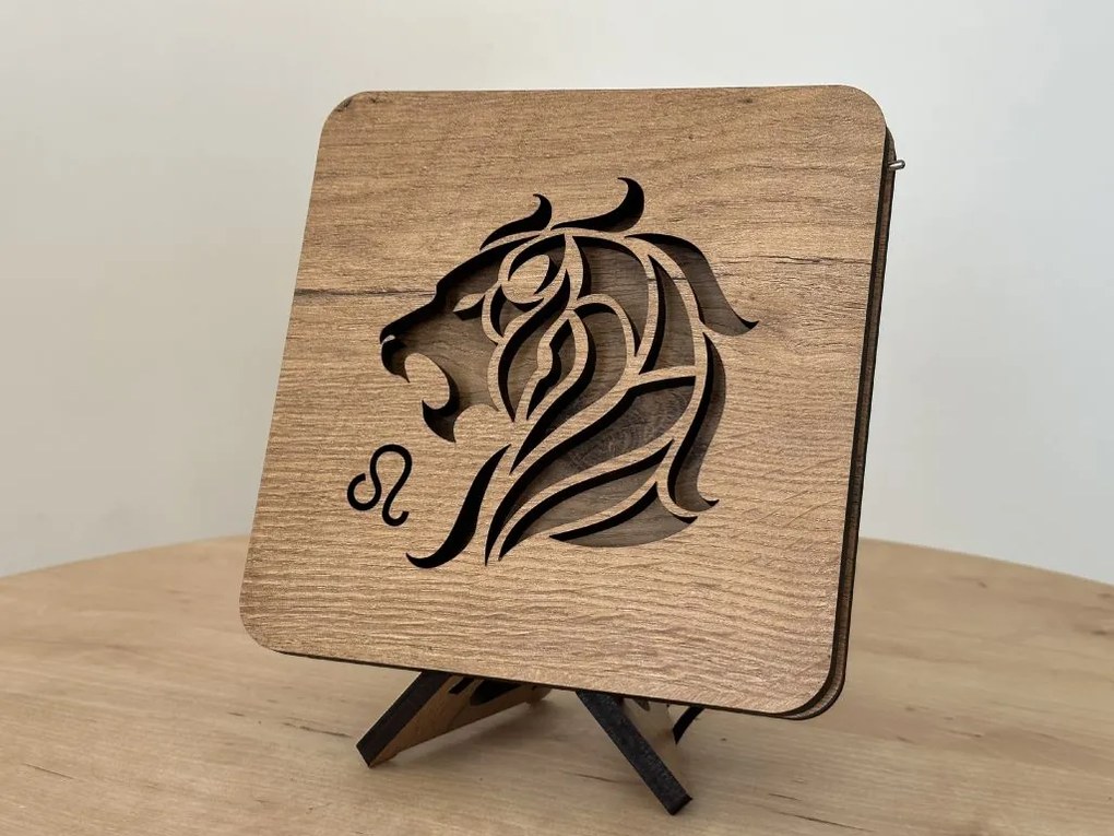 Li-Go Znamení "Lev" lampa 19x19cm provedení povrchu: dub