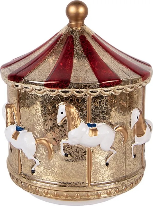 Zlatá svítící dekorace Christmas Carousel LED - Ø 15*17 cm / 3*AA
