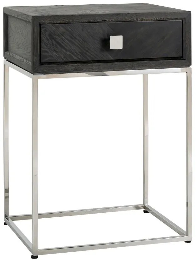 OnaDnes -20% Černo stříbrný dubový noční stolek Richmond Blackbone 50 x 40 cm