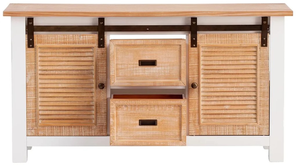 furniture-nabytek.cz - 2dílná koupelnová sada Caprino, masivní borovice/MDF, lakovaná, bílá/hnědá